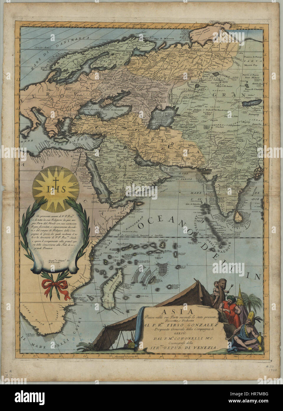 Vincenzo Coronelli - Map of Asia (1700 ca Stock Photo - Alamy