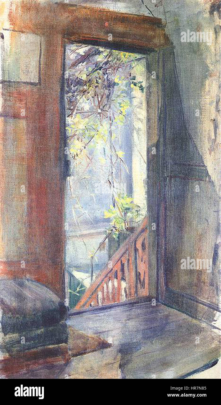 'Weranda' is a painting depicting a traditional veranda setting ...