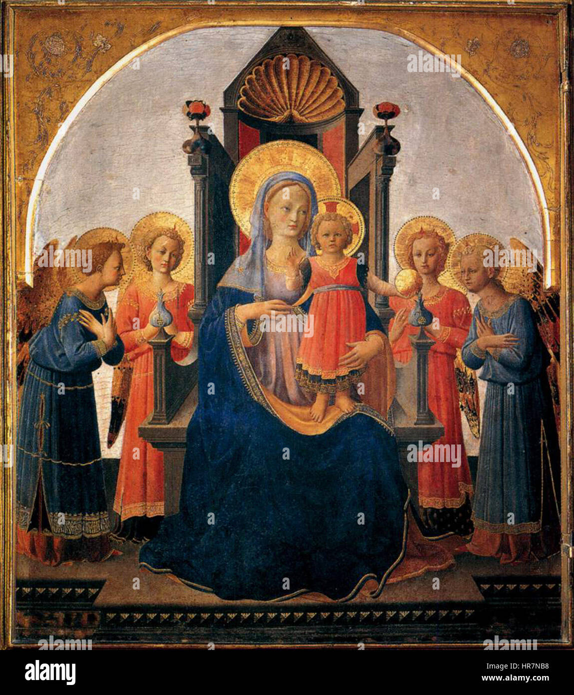 'Madonna and Child with Angels' by Zanobi Strozzi depicts the Virgin Mary holding the infant ...