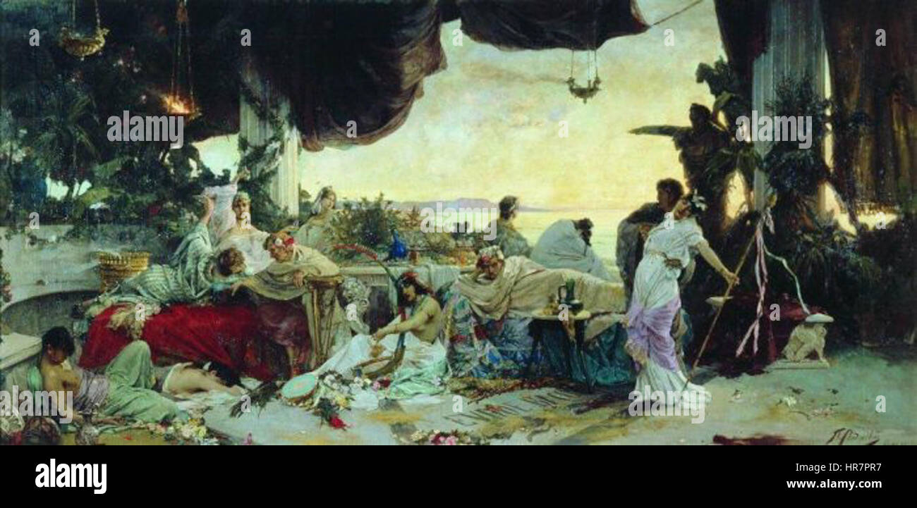 Svedomsky’s 'Orgy' depicts a revelrous and chaotic scene, reflecting ...