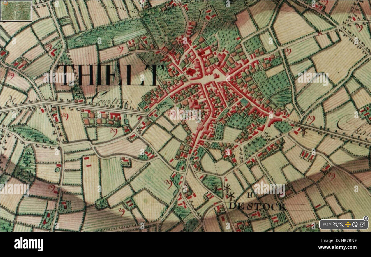 This map of Tielt, Belgium, created by Ferraris in 1775, depicts the ...