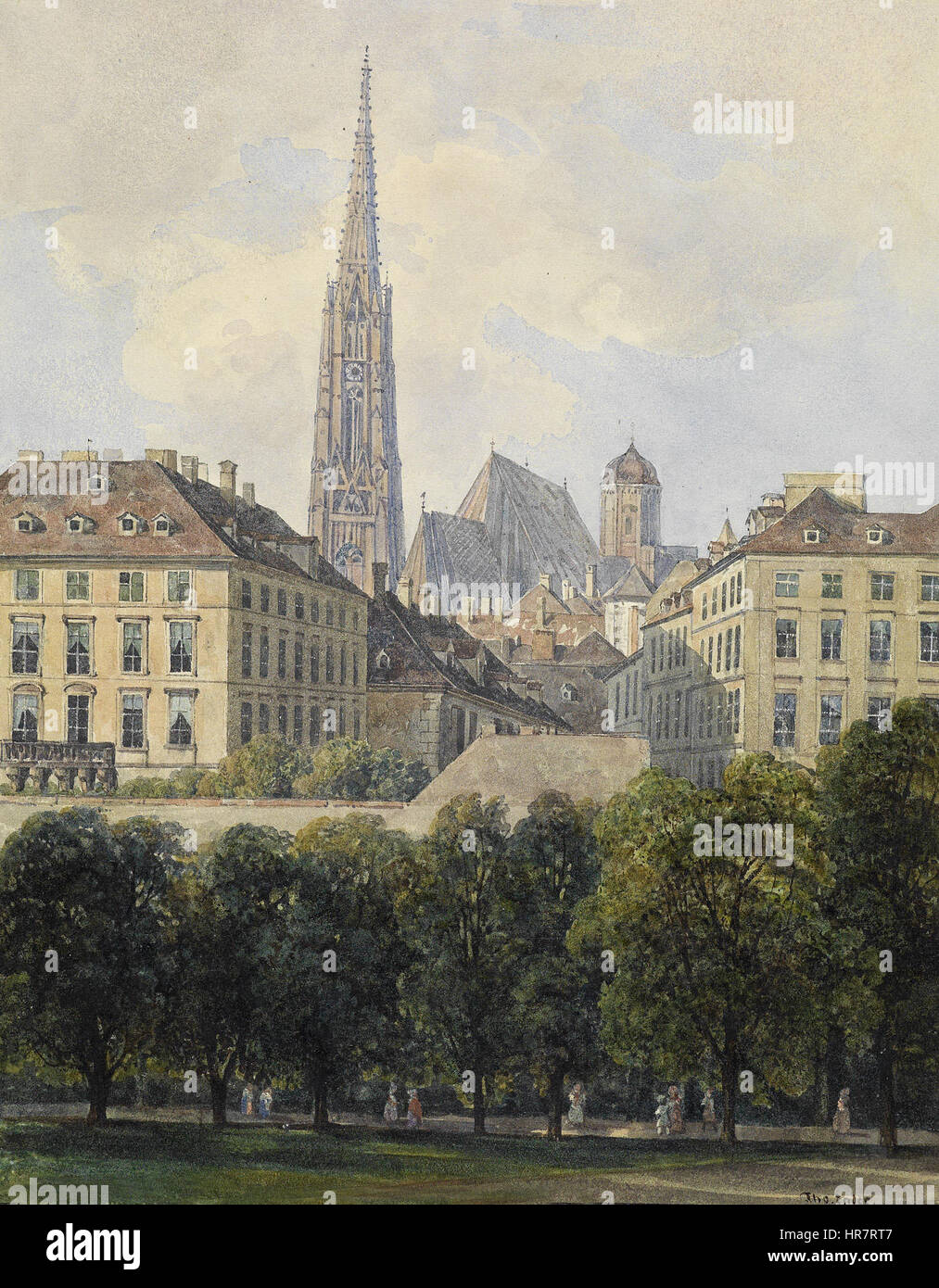 Thomas Ender Blick auf den Stephansdom vom Glacis aus Stock Photo - Alamy