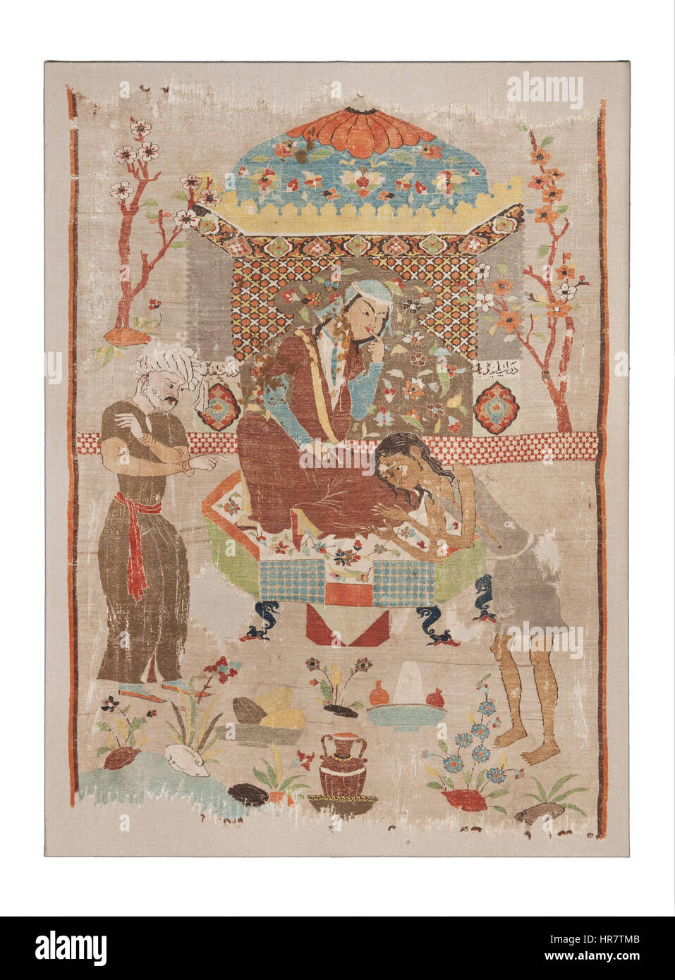 This 16th-century silk tapestry from Iran illustrates the Persian love ...