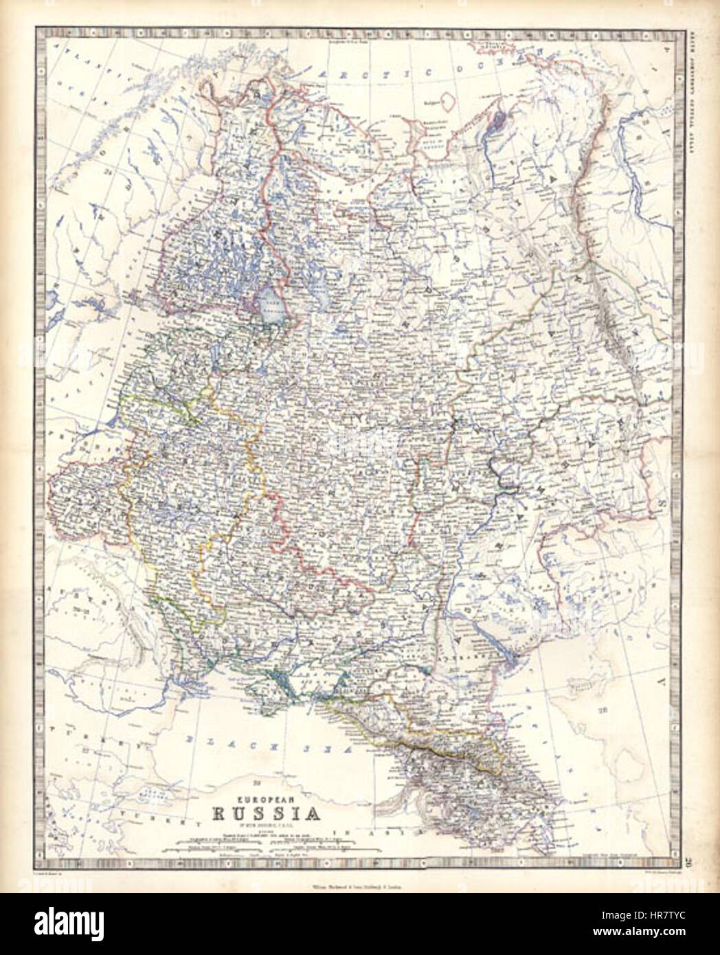 A detailed map from W & A.K. Johnston's 1850 publication, depicting the ...