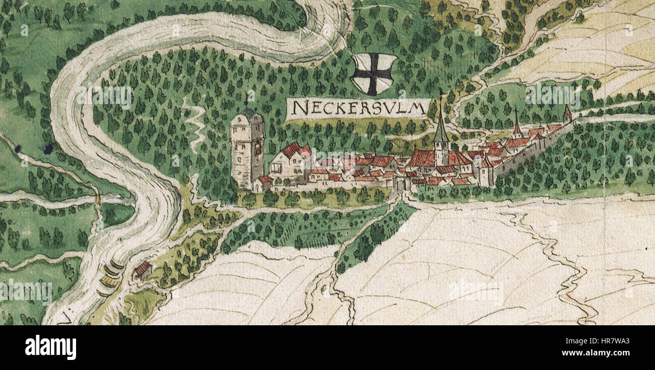 Territorium der Reichsstadt Heilbronn 1578 detail Neckarsulm Stock ...