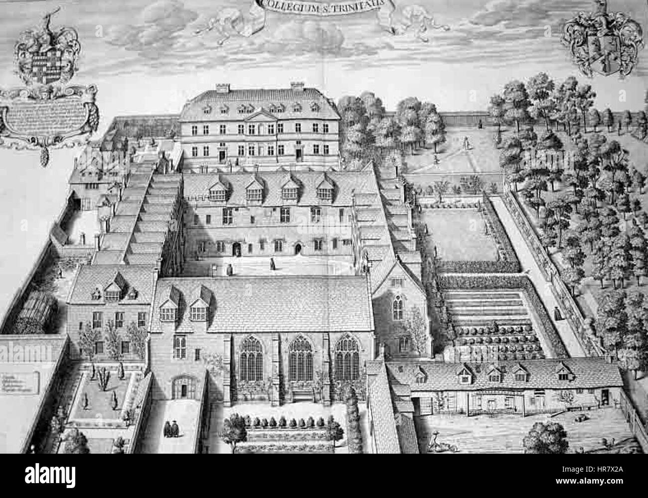 Trinity College (Oxonia Illustrata), cropped Stock Photo - Alamy