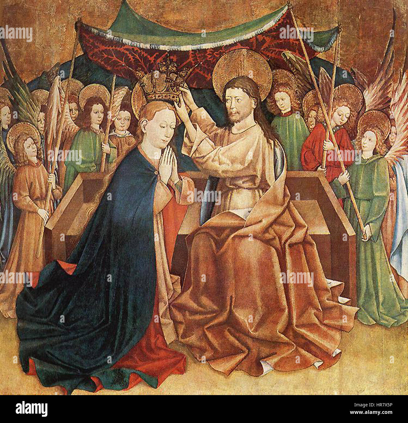 This 'Coronation of Mary' painting by an unknown artist portrays the ...