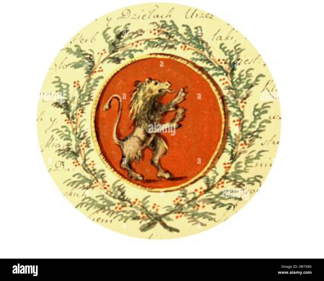 The coats of arms from Valkininkai, dating back to 1792, represent the ...