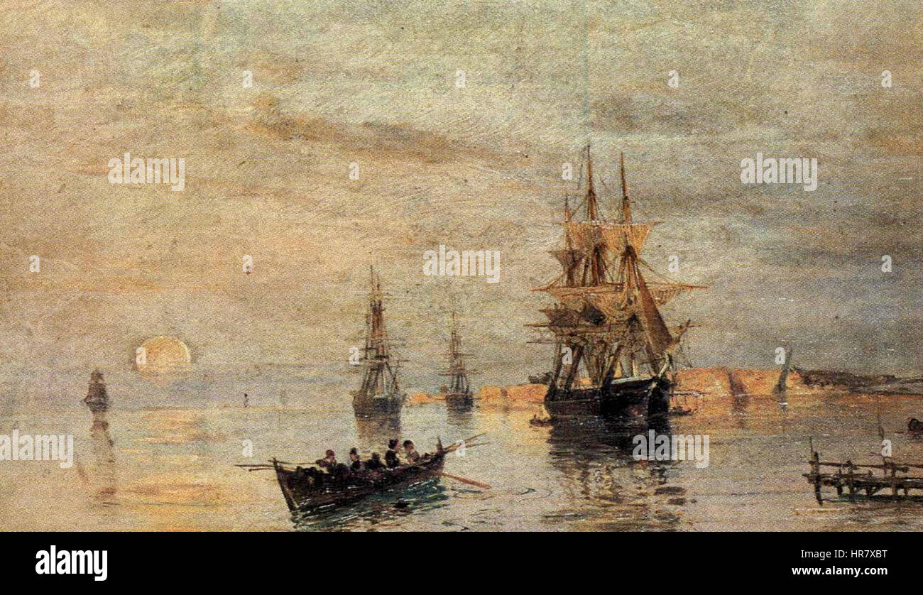 Volanakis Constantine’s 'Sailing Ships at Dawn' depicts a serene ...