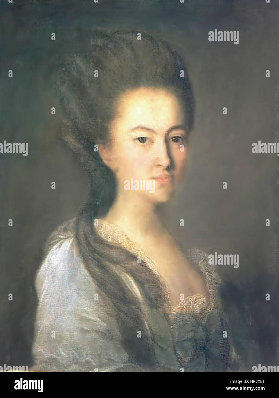 Unknown lady in gray by Rokotov (Smolensk museum Stock Photo - Alamy