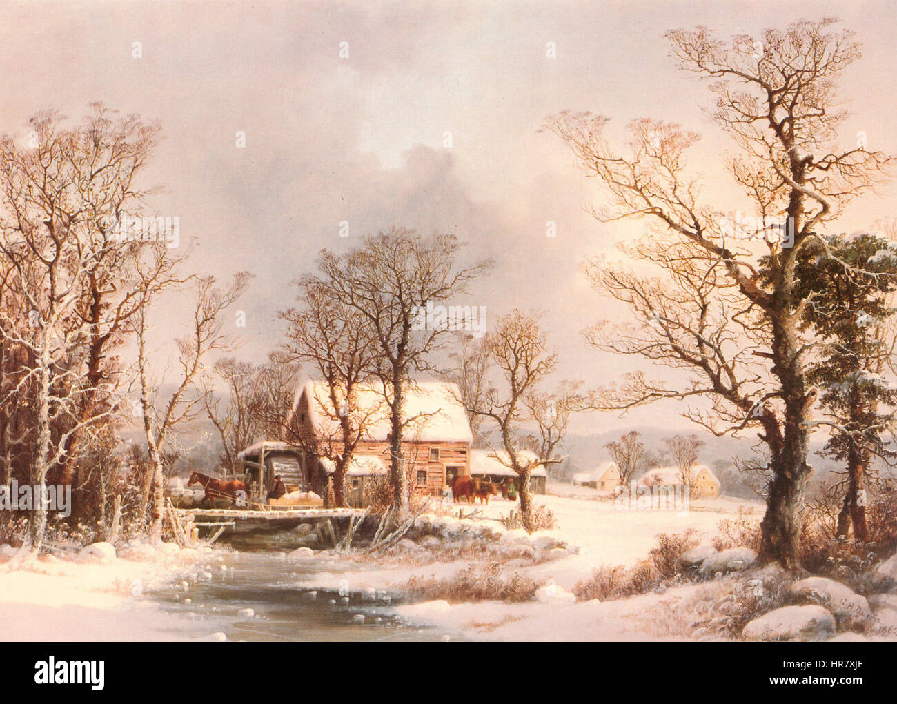 Winter in the Country, The Old Grist Mill Stock Photo - Alamy