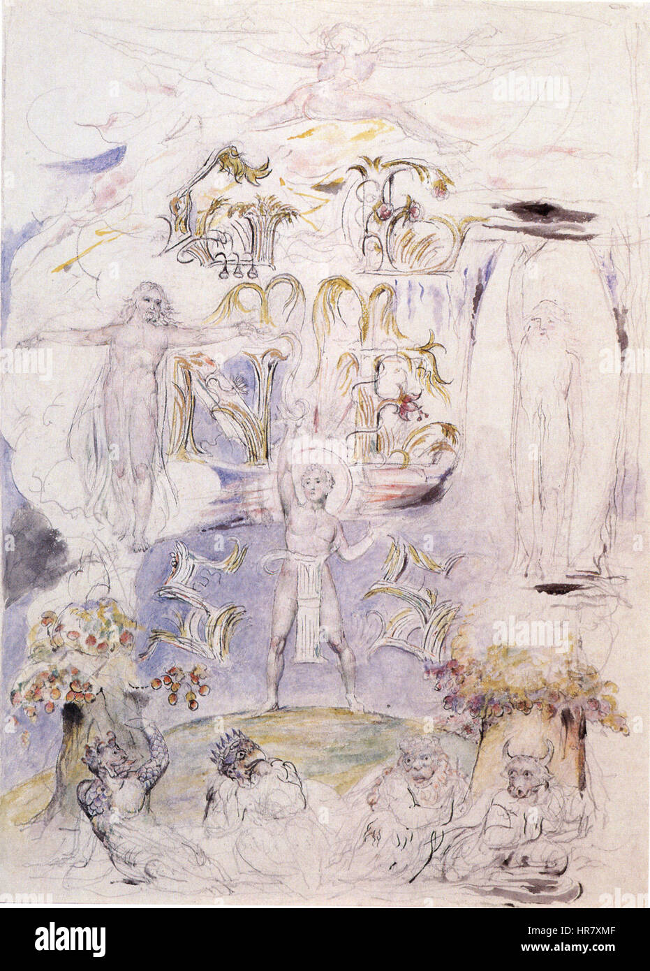 William Blake Genesis 2nd Title Page 1827 38x28 sm E Huntington Stock ...