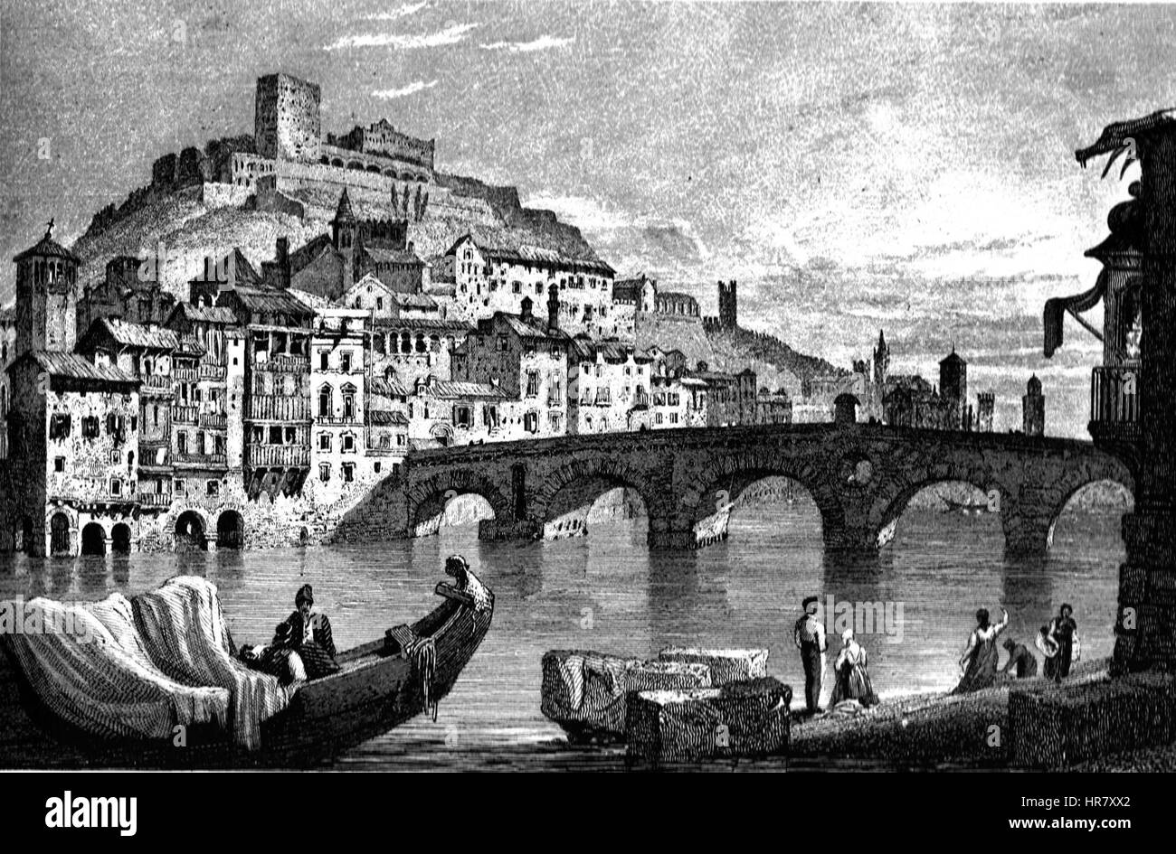 Verona bridge c1825 Stock Photo - Alamy