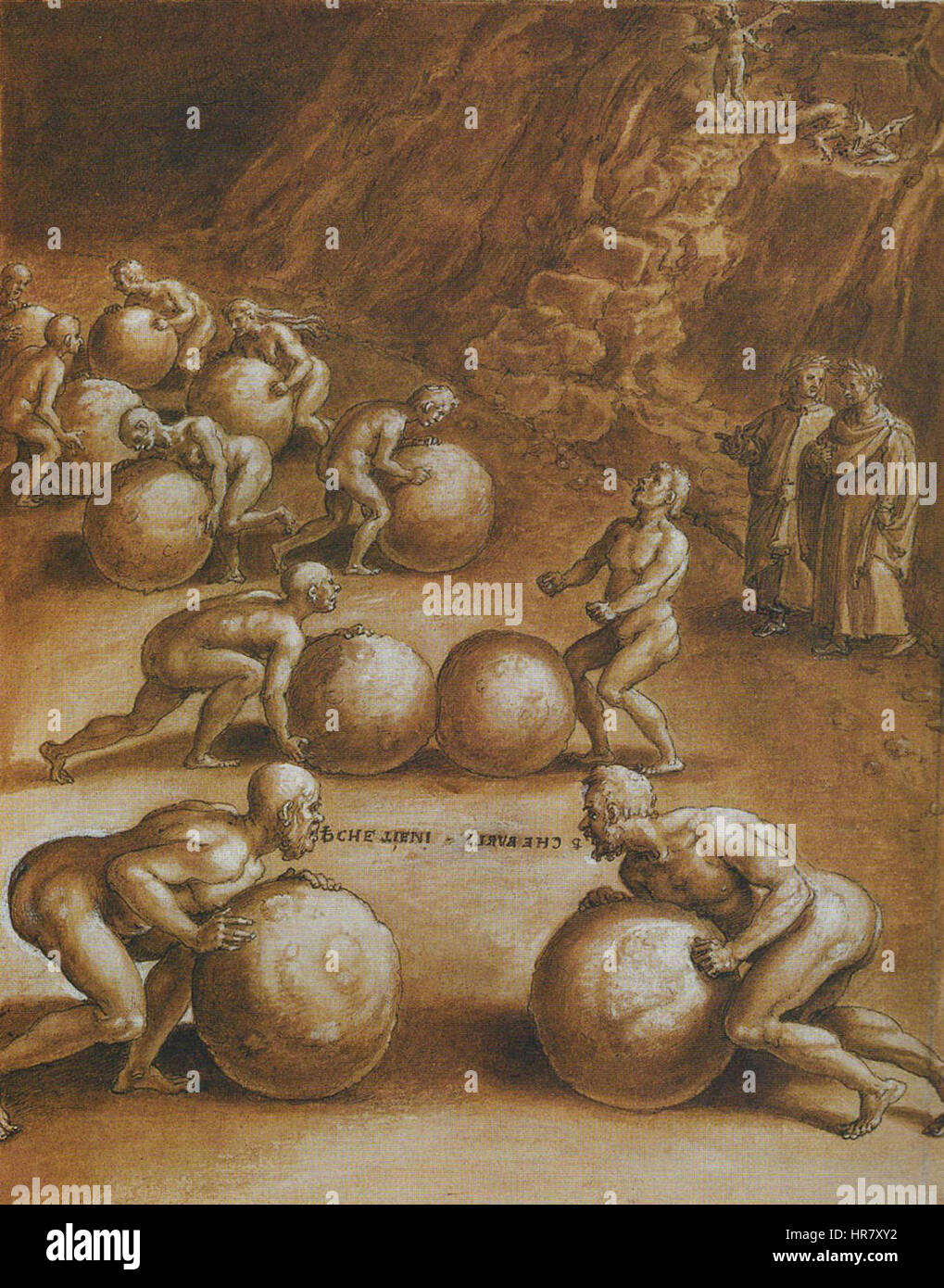 Stradano's 'Inferno Canto 7' is a detailed illustration from Dante's ...