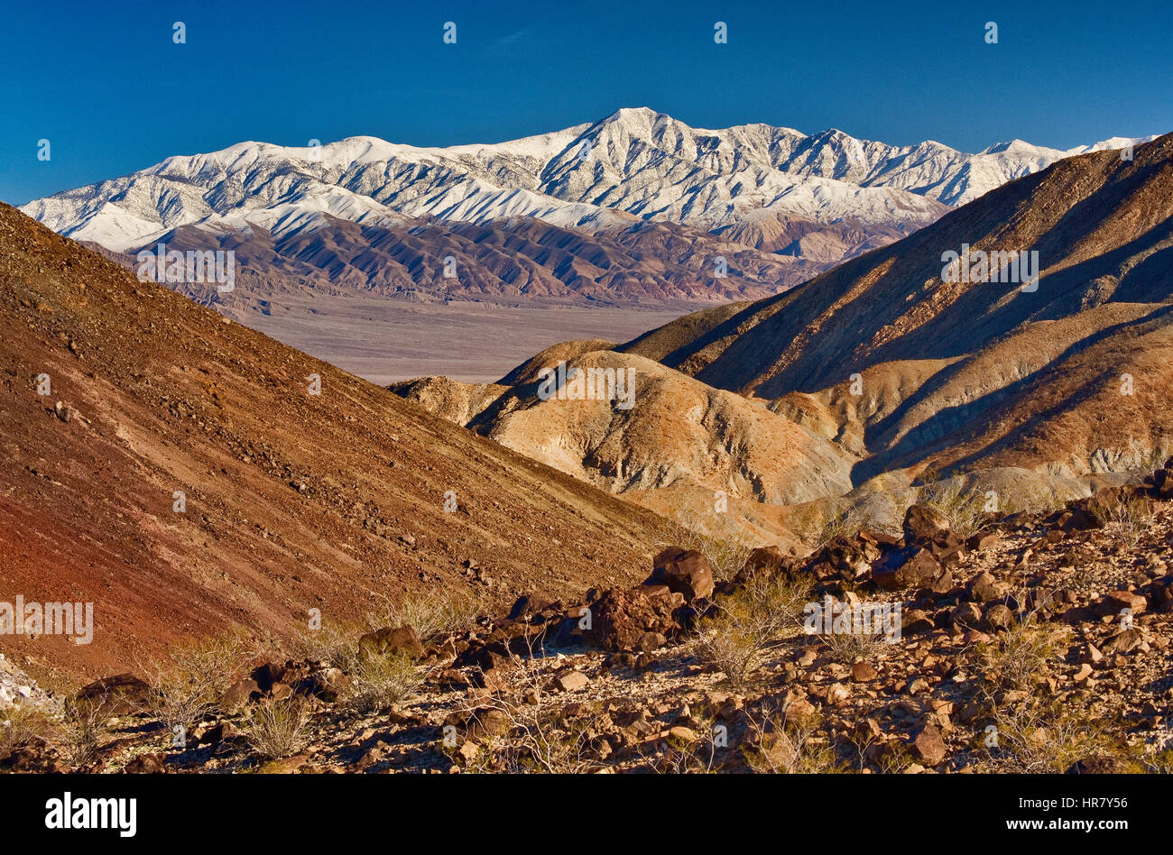 Telescope Peak at Panamint Range seen across Panamint Valley in winter ...