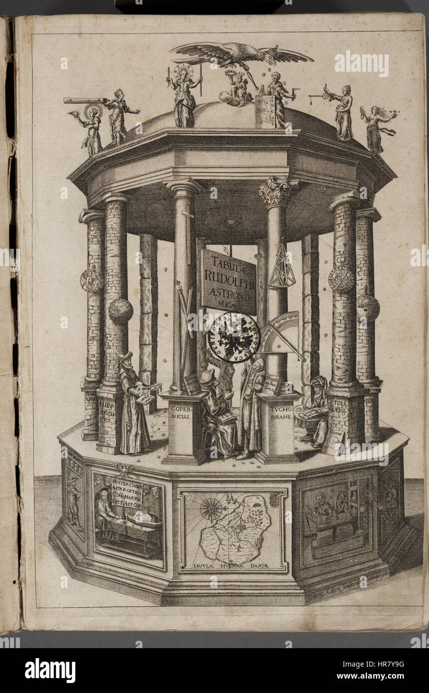 The 'Tabulae Rudolphinae' frontispiece is an astronomical chart created ...