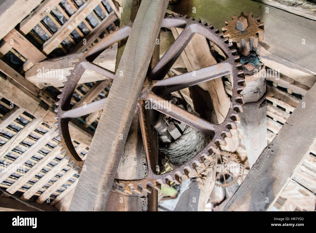 Cogs and inner workings of the Cheddleton Flint Mill, Staffordshire ...