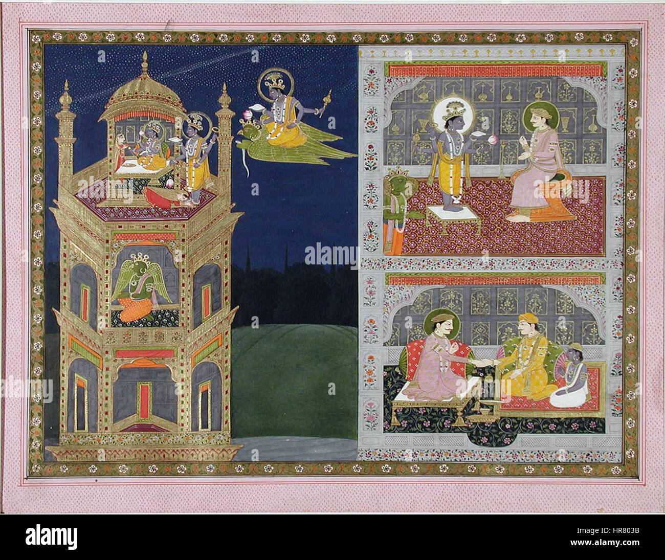 Vishnu approaches a golden tower on Garuda (6124593855 Stock Photo - Alamy