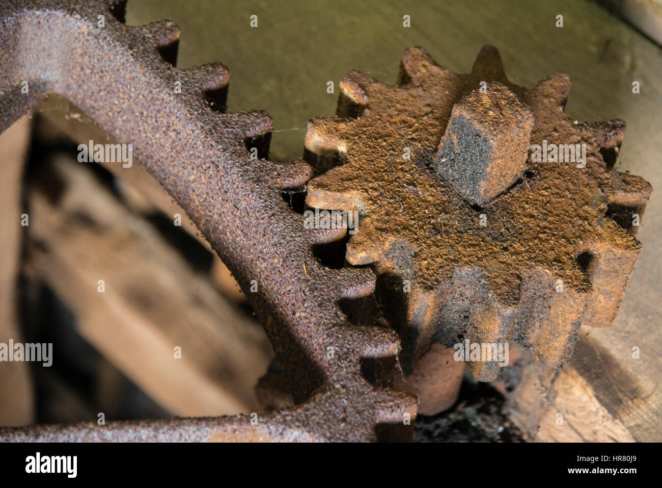 Cogs and inner workings of the Cheddleton Flint Mill, Staffordshire ...
