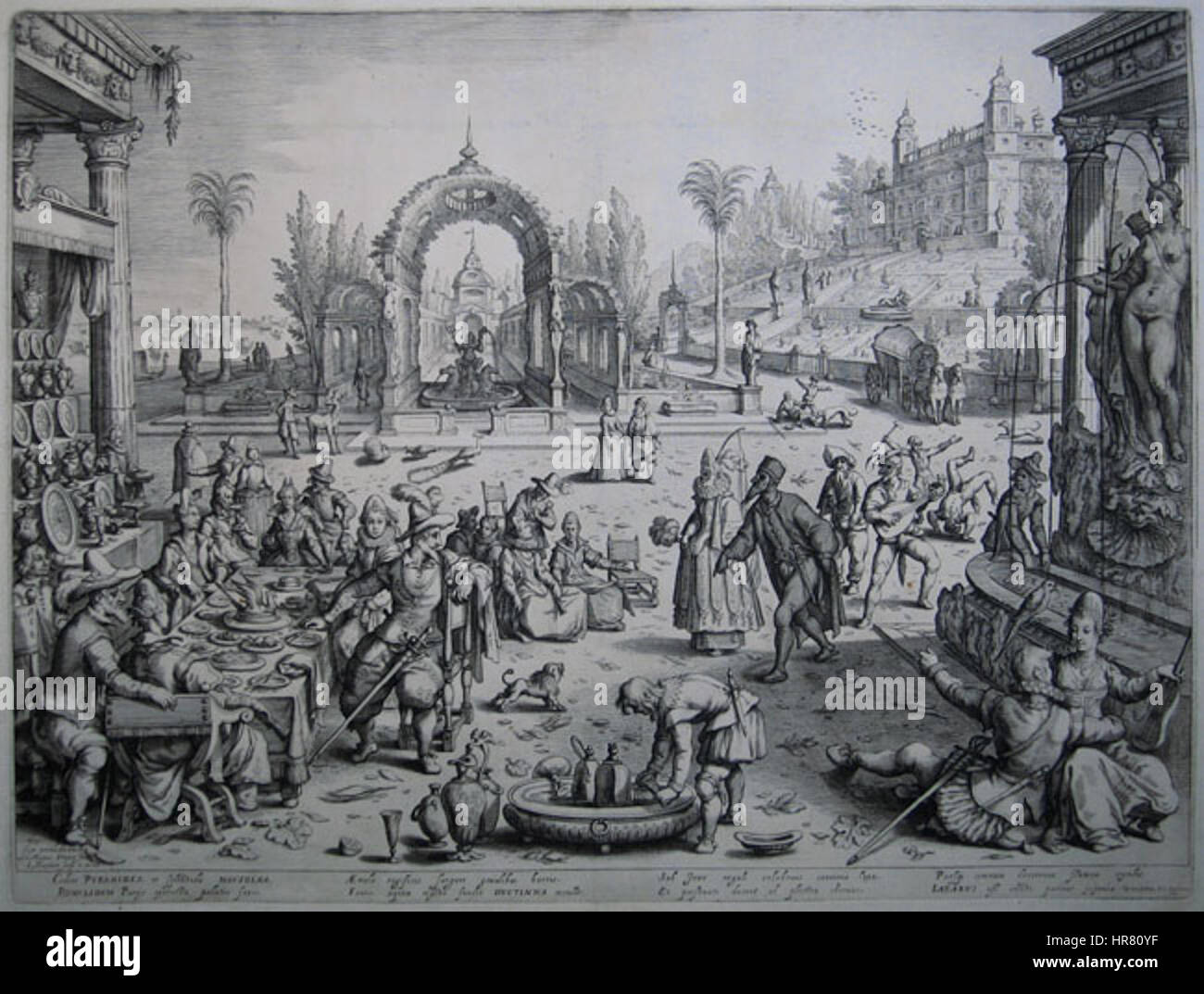 The Rich Man at the Table and Lazarus at the Door, Jacob Matham Stock ...