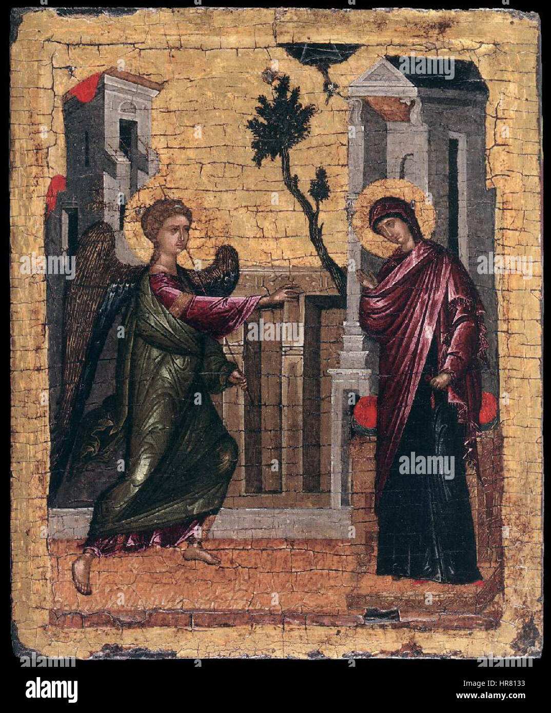 'The Annunciation' is a religious painting by an unknown artist, depicting the angel Gabriel ...