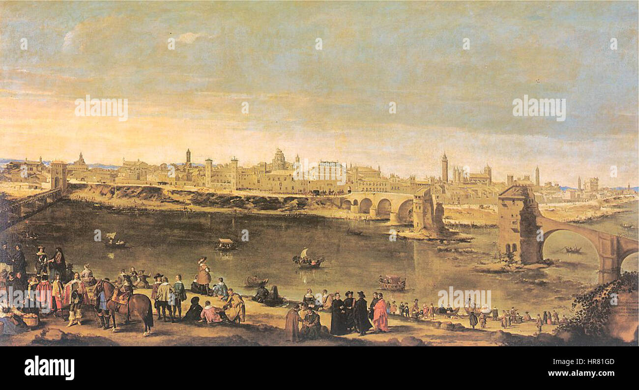 'View of Saragossa' is a landscape painting that captures the historic ...