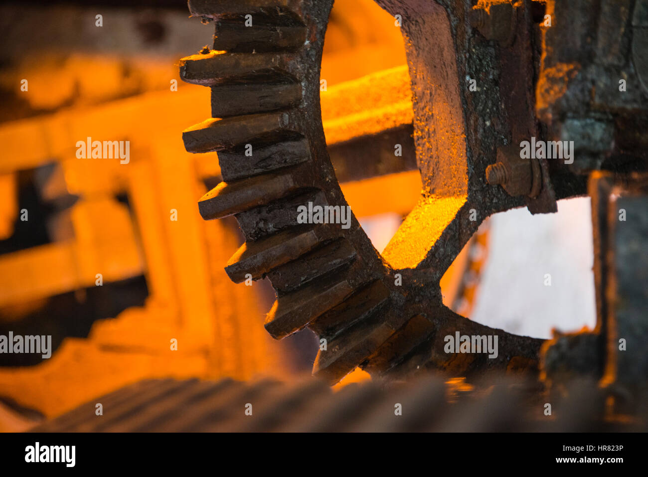 Cogs and inner workings of the Cheddleton Flint Mill, Staffordshire ...