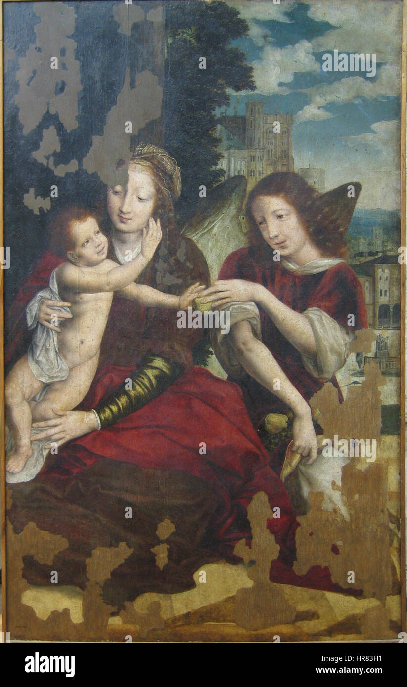 Verge amb nen i angel general Stock Photo - Alamy