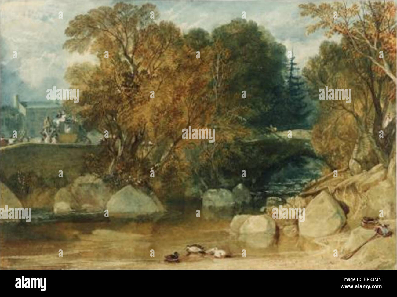 'The Ivy Bridge' is a picturesque painting that depicts a stone bridge ...