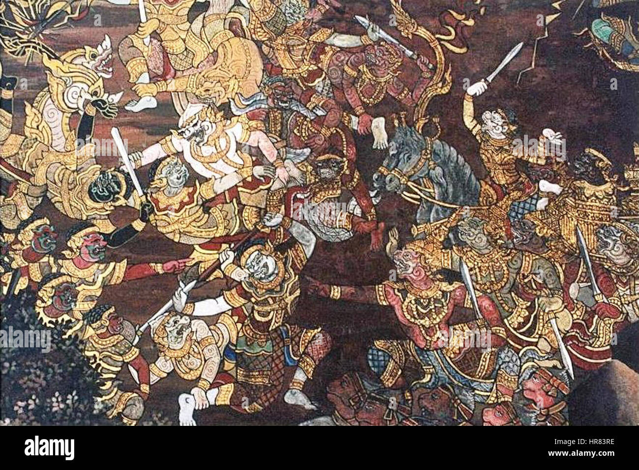 Wat phra keaw ramayana fresco Stock Photo - Alamy