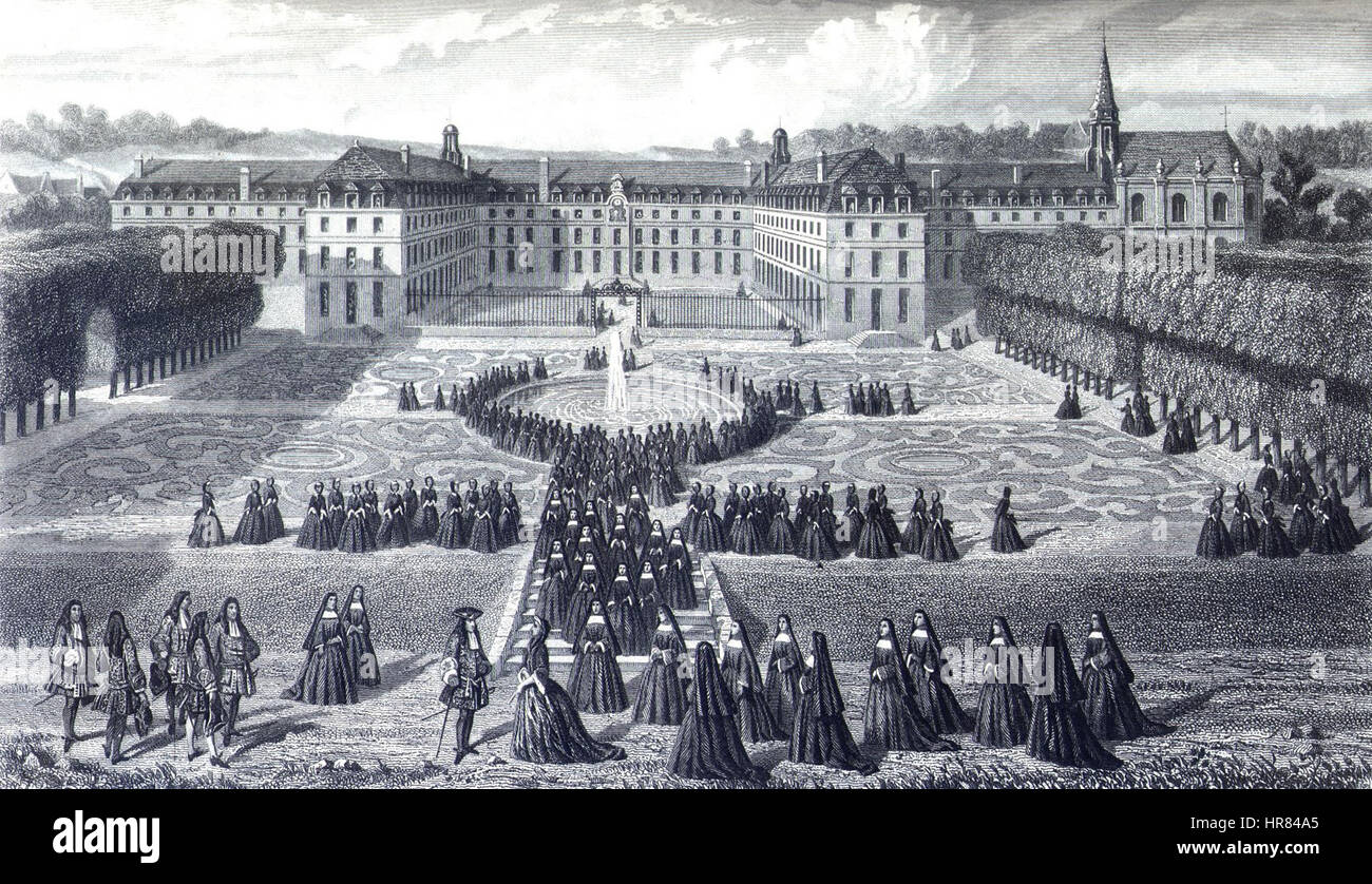 The 'Visit of Louis XIV at Saint Cyr' is a historical scene depicting ...