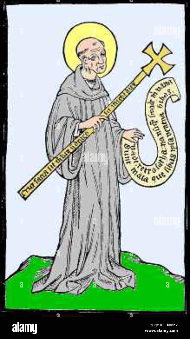 'St. Benedict Vade Retro Satana' depicts St. Benedict of Nursia in the ...