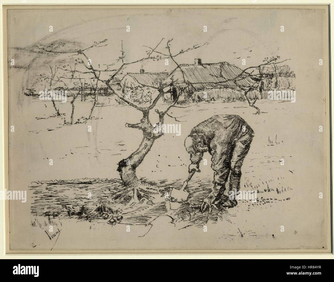 Vincent van Gogh - Gardener by an apple tree - BM 1929,1109.4 Stock ...