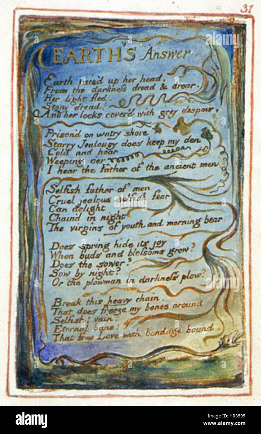William Blake's 'Earth's Answer' from 'Songs of Innocence and of ...