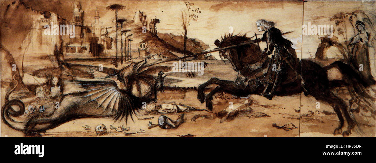St George And The Dragon Sketch High Resolution Stock Photography and ...