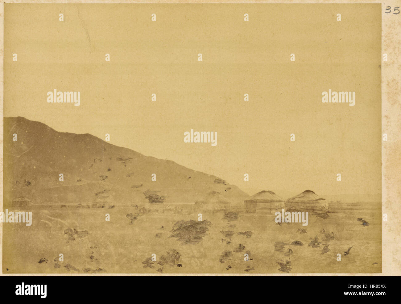This 1874 image shows the yurts of the nomadic Chahar people, an ethnic ...