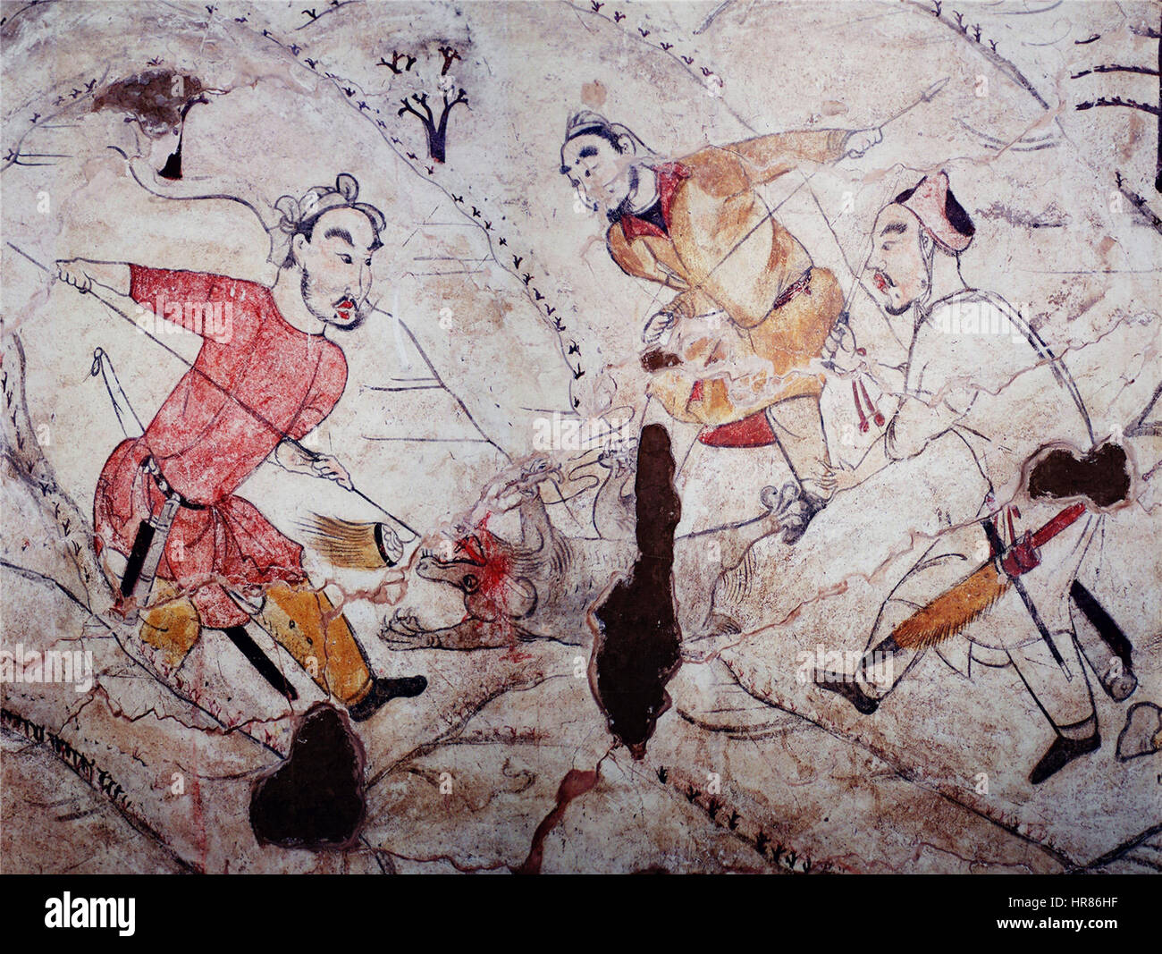 This mural from the Northern Qi Dynasty, located in Jiuyuangang ...