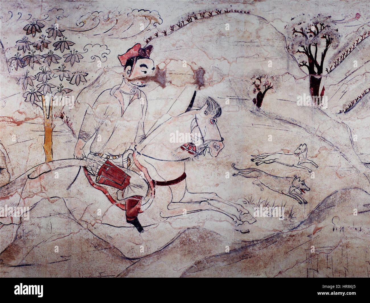 The mural from the Tomb of the Northern Qi Dynasty in Jiuyuangang ...