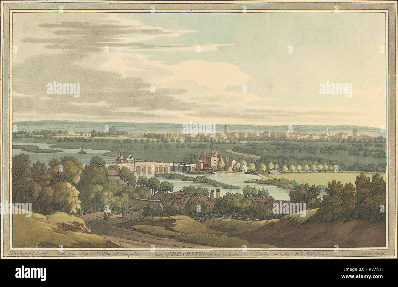 View of Reading from Caversham by Joseph Farington, 1793 Stock Photo ...