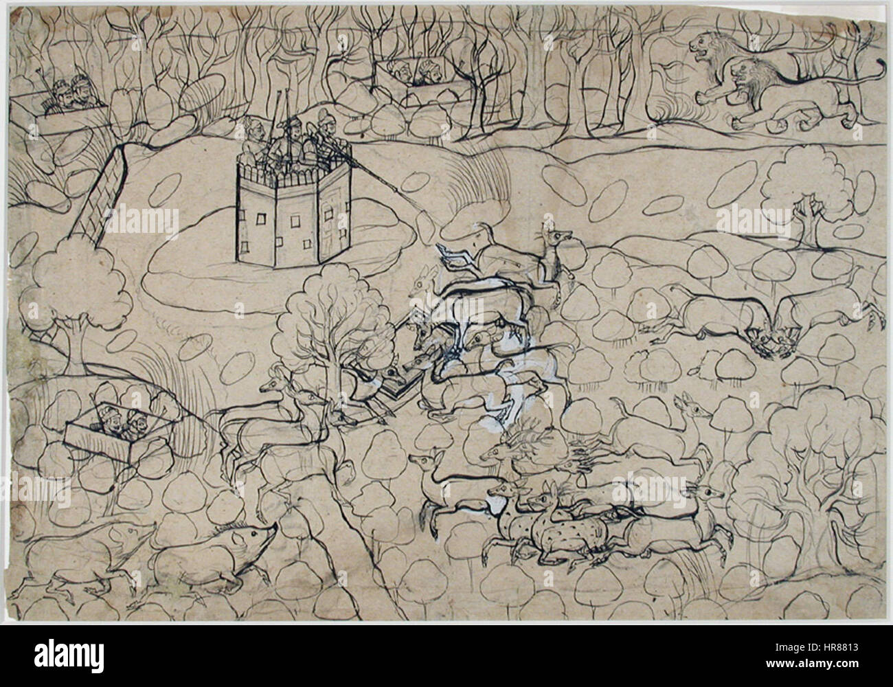 This artwork depicts Umed Singh, an Indian prince, engaged in hunting ...