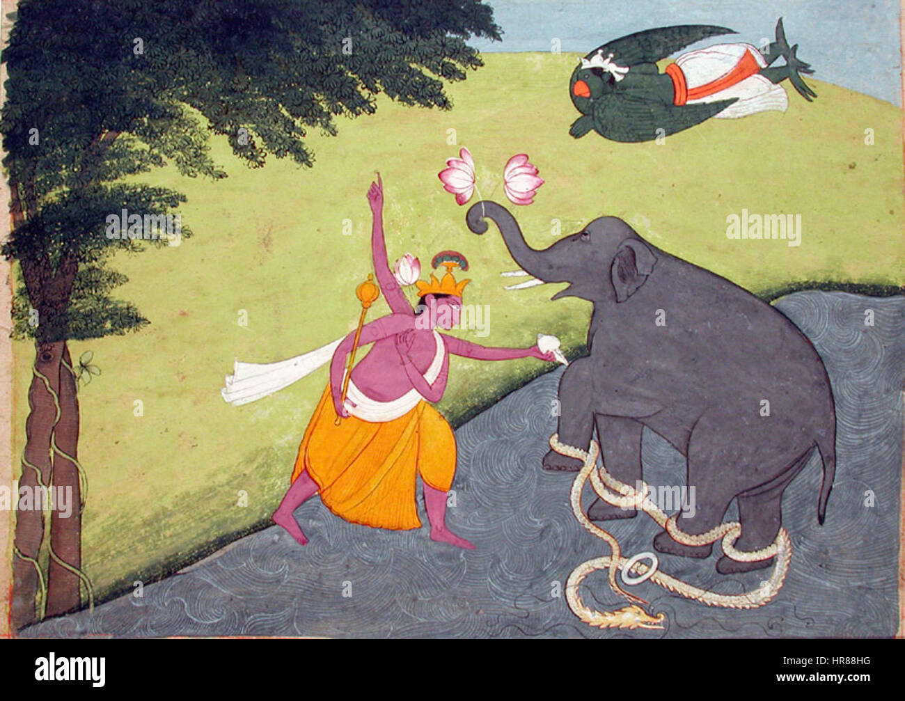 Vishnu saves the elephant from the water-snake (6124590529 Stock Photo ...