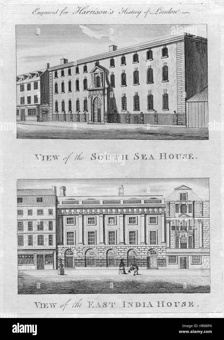 Two early London landmarks, in a copperplate engraving Stock Photo - Alamy