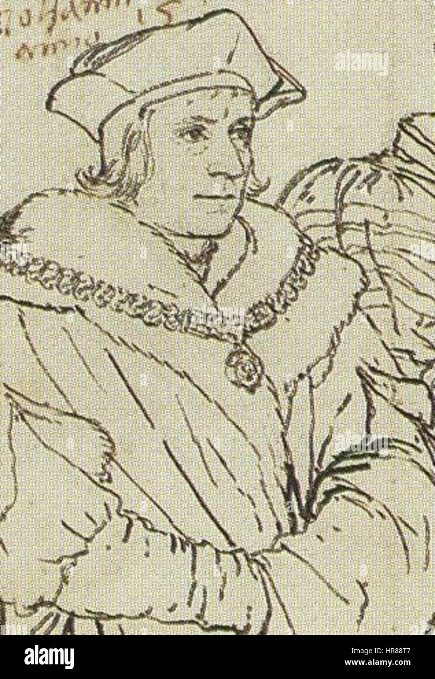 Thomas More, Detail of Study for portrait of the More family, by Hans ...