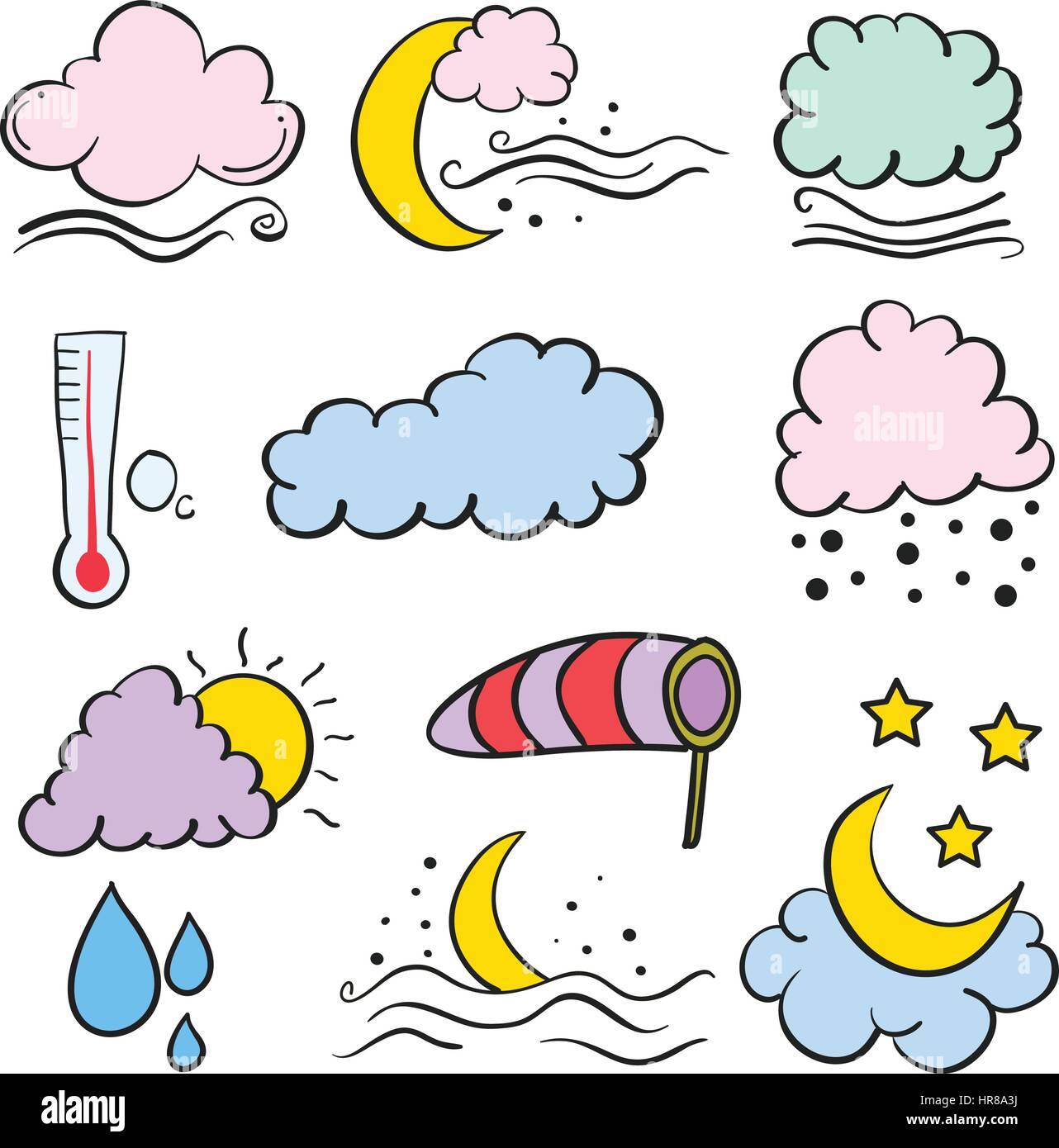 Vector art of weather element doodle Stock Vector Image & Art - Alamy