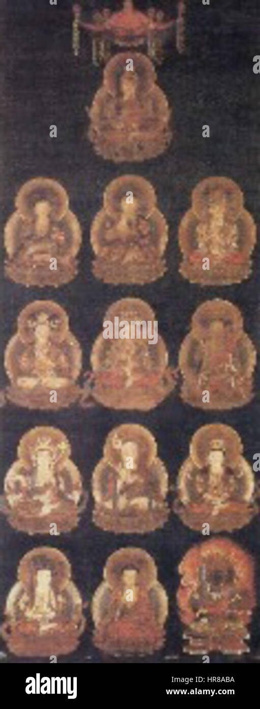 The *Thirteen Buddhas* painting, located in the Okayama Prefectural ...