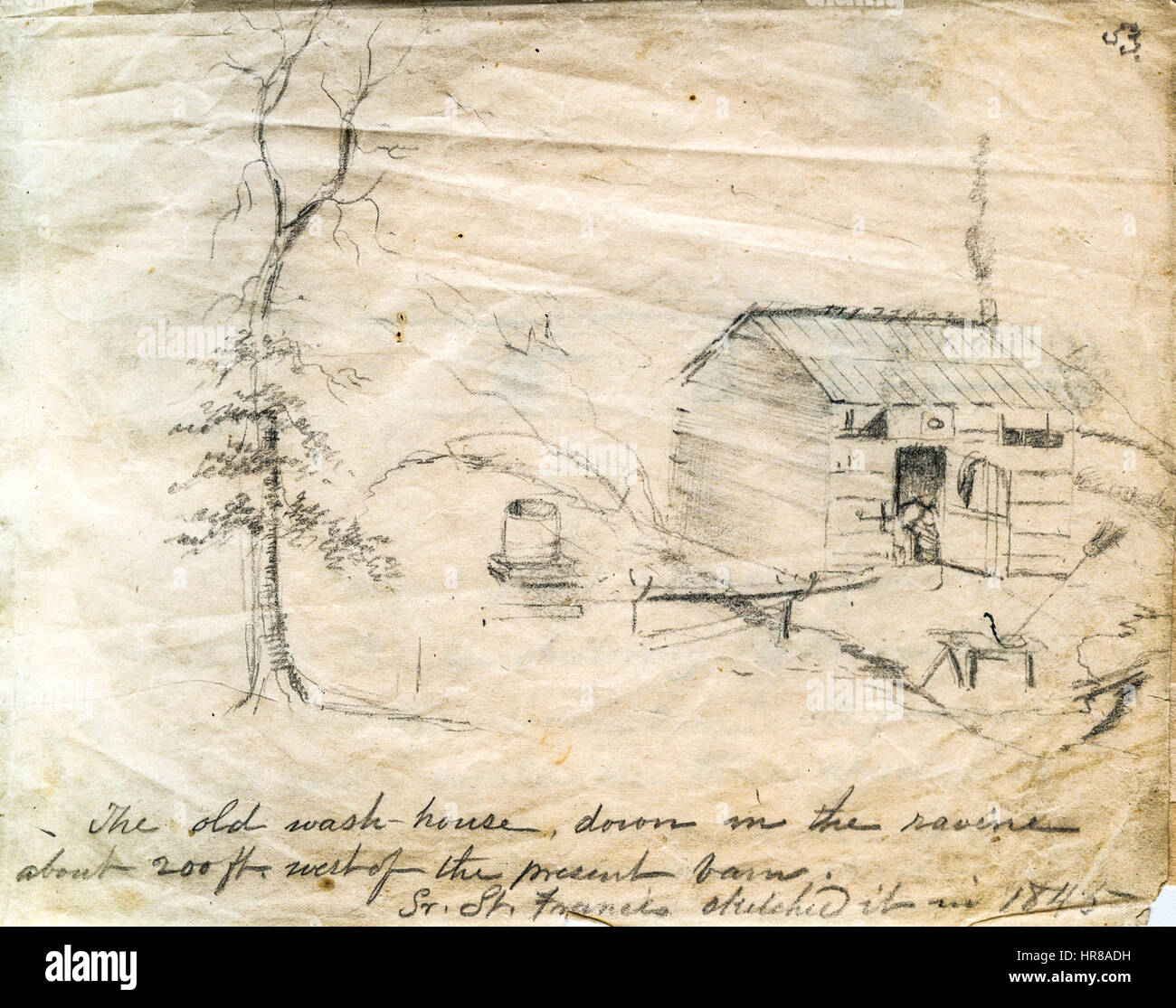 *St Mary Sketchbook 53 - Wash-house* captures a simple yet poignant ...