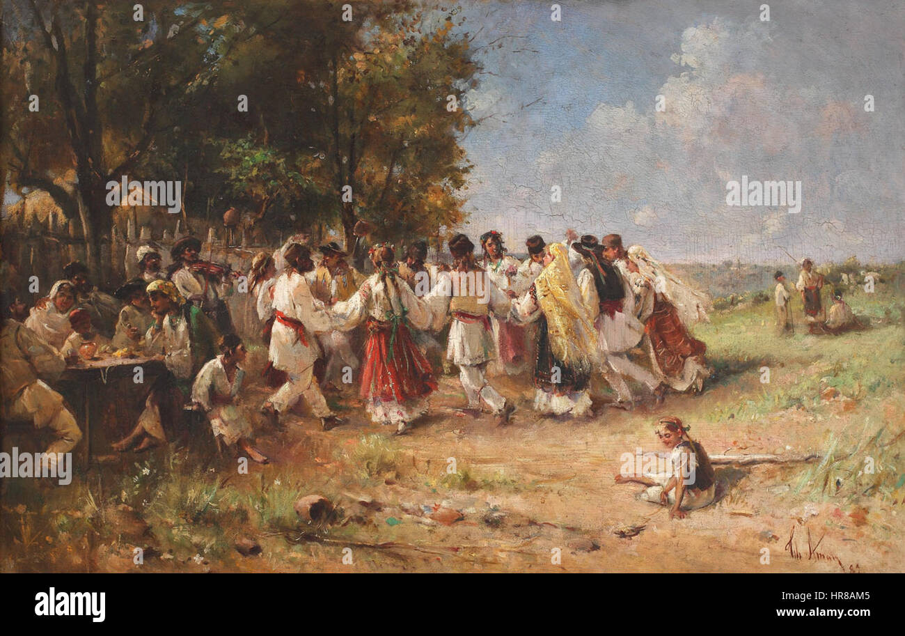'Round-dance at Aninoasa' by Theodor Aman depicts a traditional ...