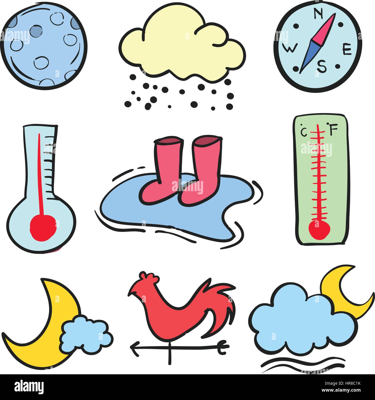 Doodle of element weather theme Stock Vector Image & Art - Alamy