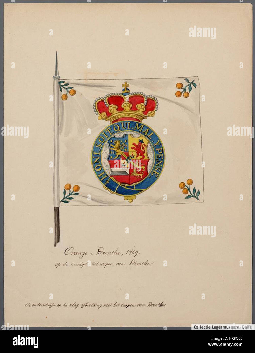 This historical flag from 1769 represents the Infantry Regiment Orange ...
