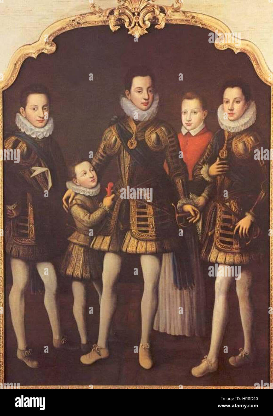 This portrait of Vittorio Amedeo I of Savoy with his brothers depicts ...